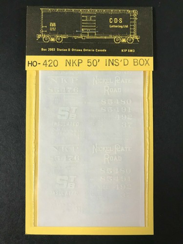 CDS Lettering Dry Transfers HO Scale #420 NICKEL PLATE ROAD 50' Box Car ...