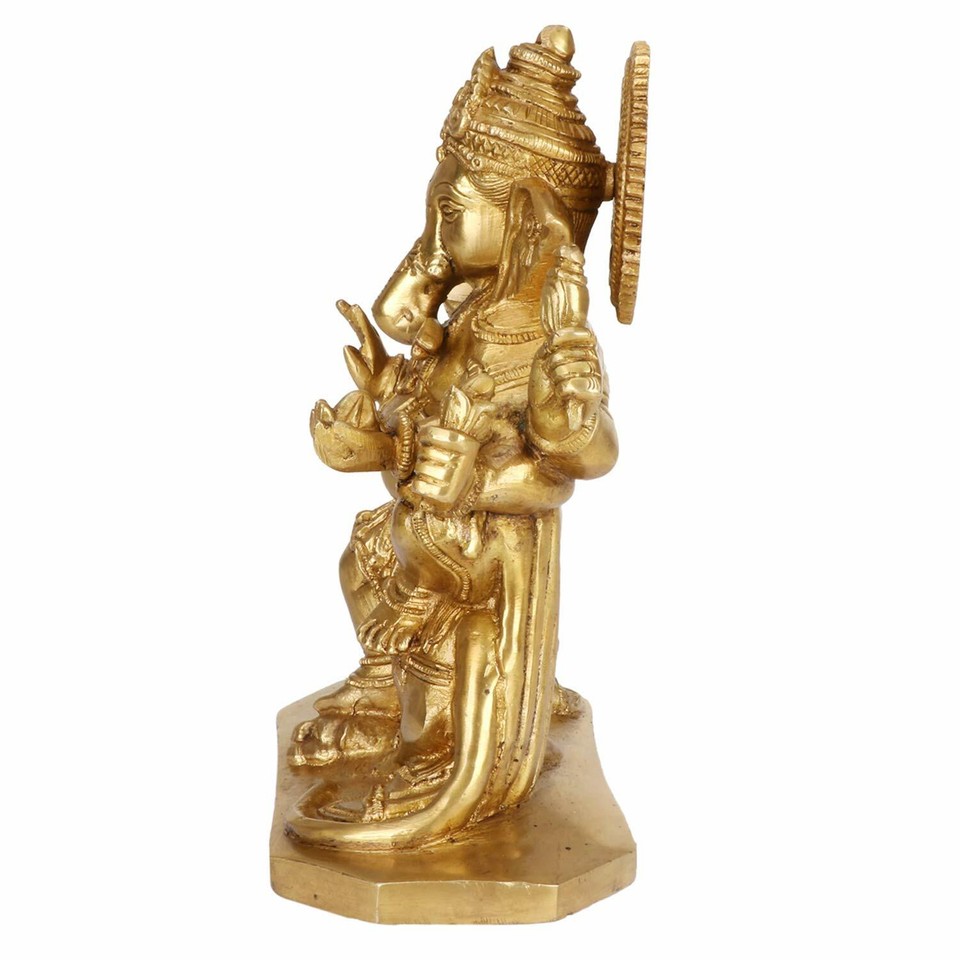 Brass Lord Ganesha Bhagwan Idol Ganpati Statue Sitting on Mooshak Mouse ...