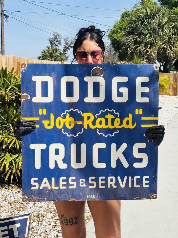 Porcelain Dodge Trucks Advertising Sign 24 In | eBay