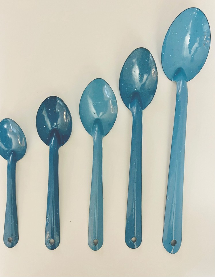 5 Pewter Soup Spoons Handle Serving Utensil Cooking 5 Cucharas ...