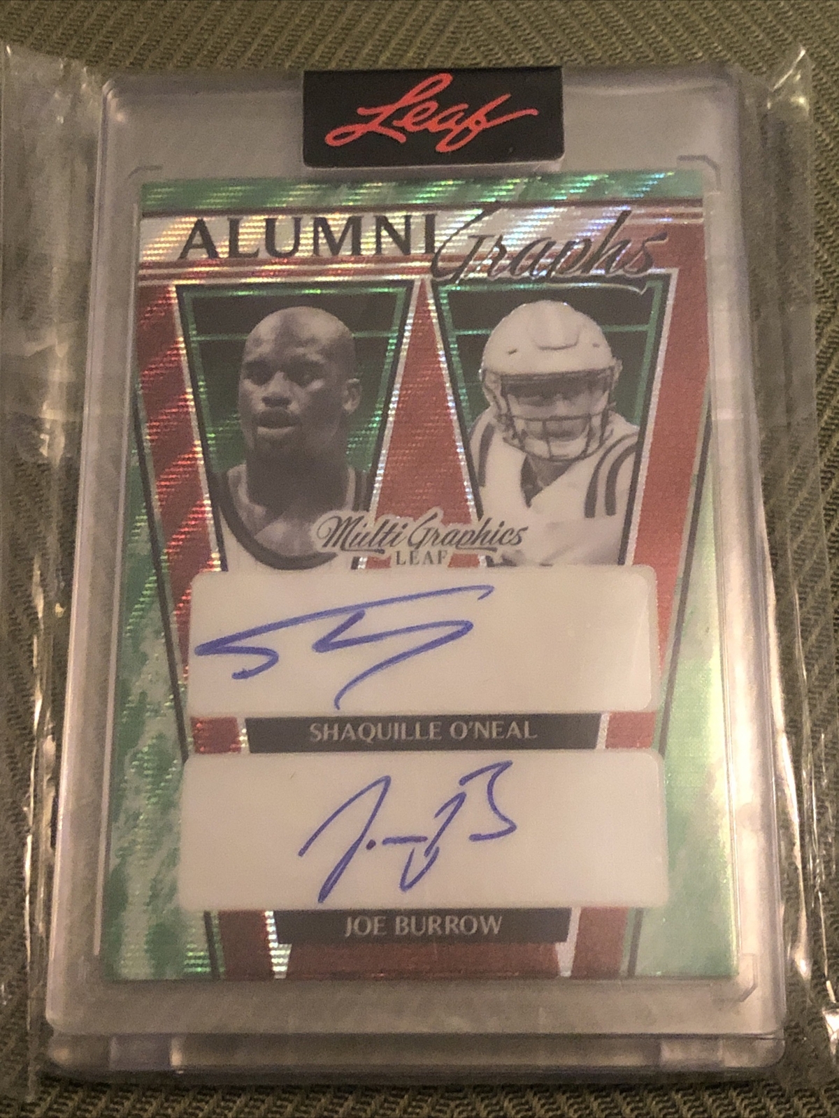 2022 23 LEAF ALUMNI MULTI GRAPHS AG-5 JOE BURROW SHAQUILLE #d 5/5 GREEN ...