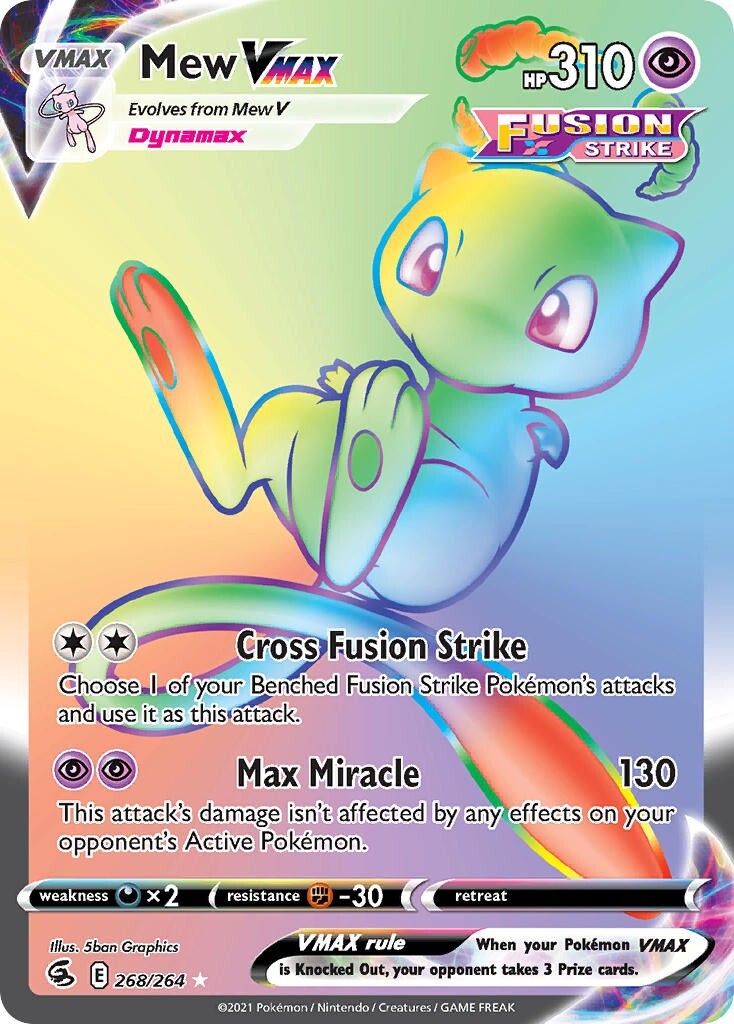 Mew VMAX - 268/264 - Fusion Strike Secret Rare - NM - Pokemon - Read ...