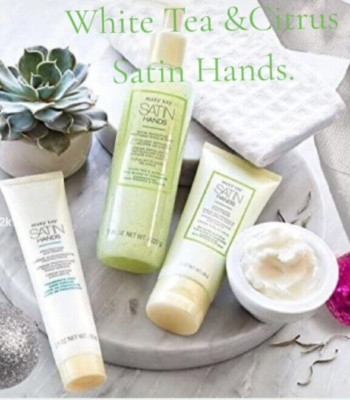 MARY KAY WHITE TEA & CITRUS SATIN HANDS PAMPERING SET FULL SIZE! | eBay