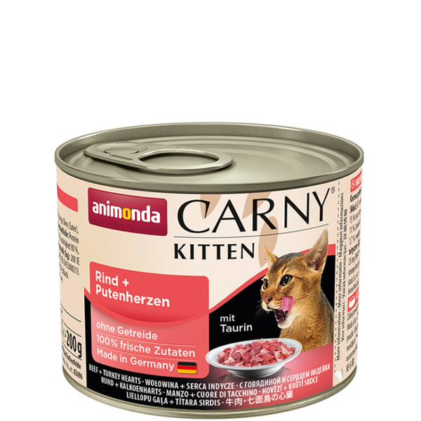 Animonda Carny Kitten Rind und Putenherzen Katzenfutter - 6x200g for ...