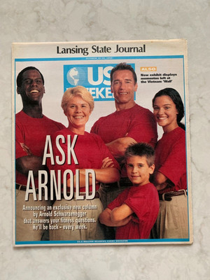USA Weekend magazine, October 16-18, 1992, cover: Arnold Schwarzenegger ...