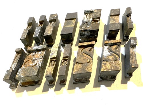 Vintage Metal Slanted Printing Letter Blocks Dyes Stamping ? | eBay