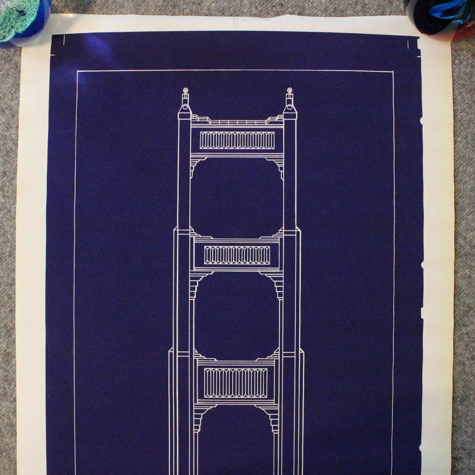VTG 80s Golden Gate Bridge Blueprint Main Tower San Francisco CA 1986 D ...