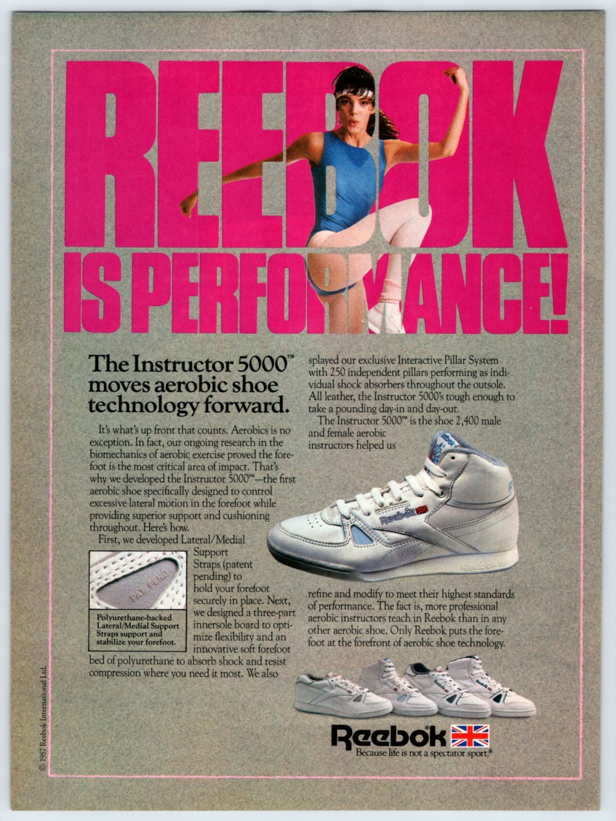 1987 REEBOK INSTRUCTOR 500 SNEAKERS AD Vintage 8"X11" Magazine Ad 1980 ...