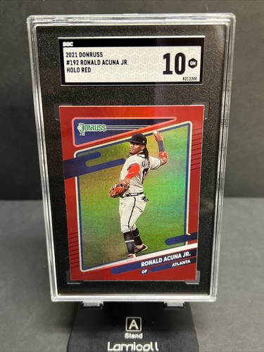 2021 Ronald Acuna Jr Panini Donruss Holo Red #192 SGC 10 GEM MINT! | eBay