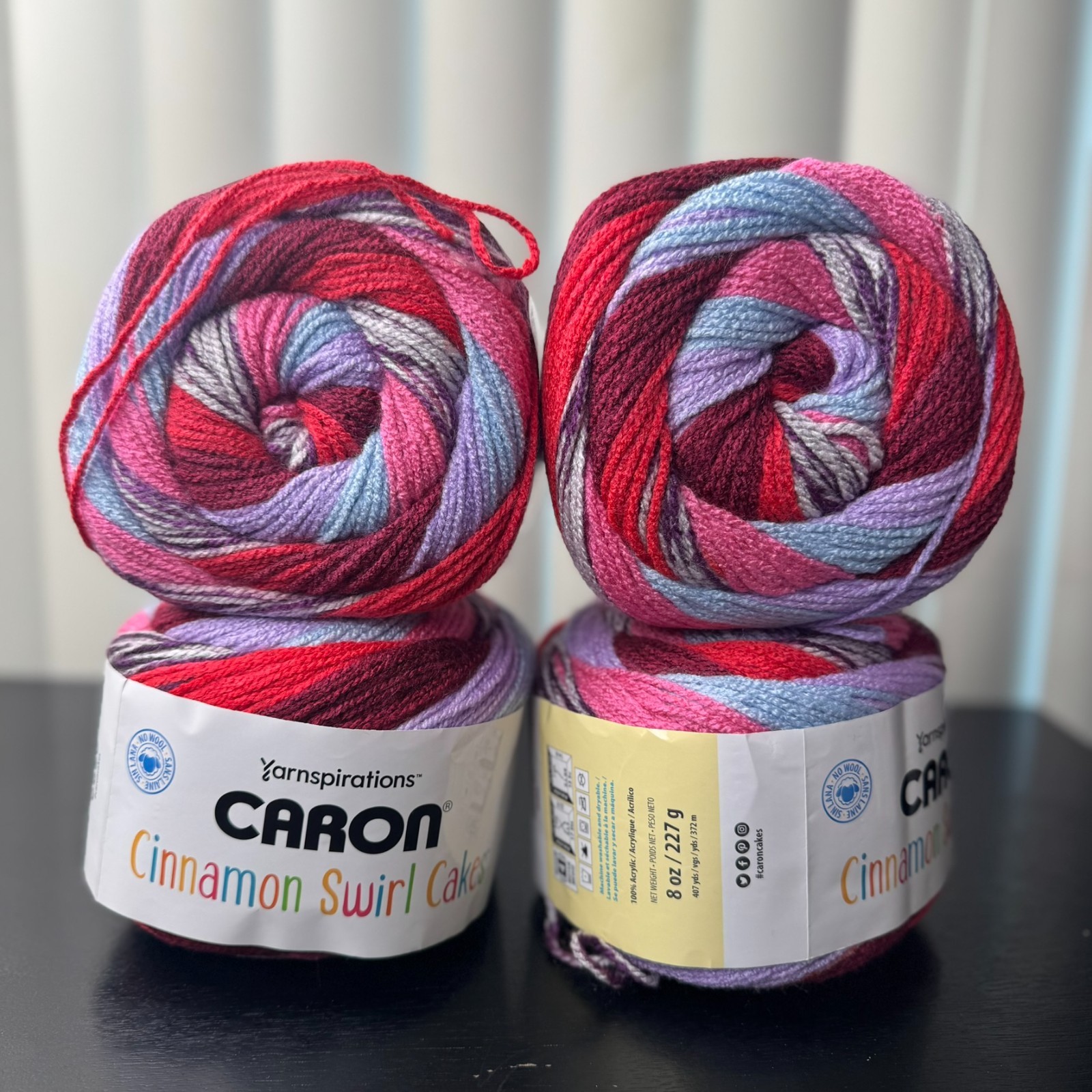 Caron Cinnamon Swirl Cakes Strawberry Swirl Pink Red Yarn New 8 oz ...