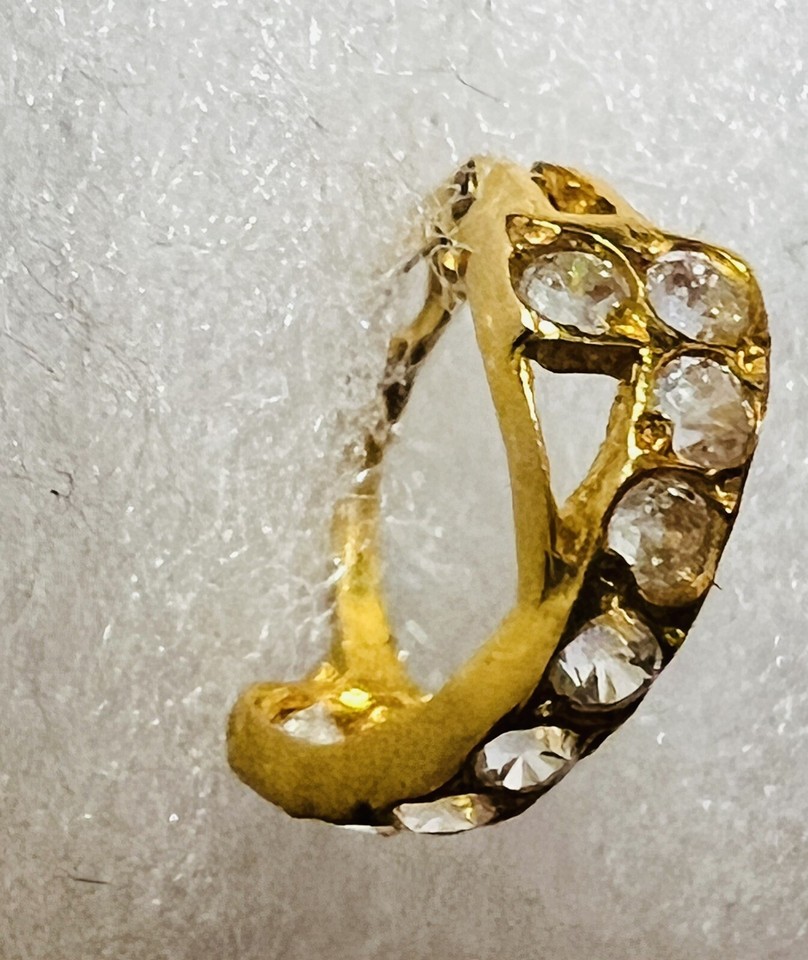 X-shape BOHO 22kt gold nose ring pin HOOP India 18 gauge CRYSTALS-USA ...