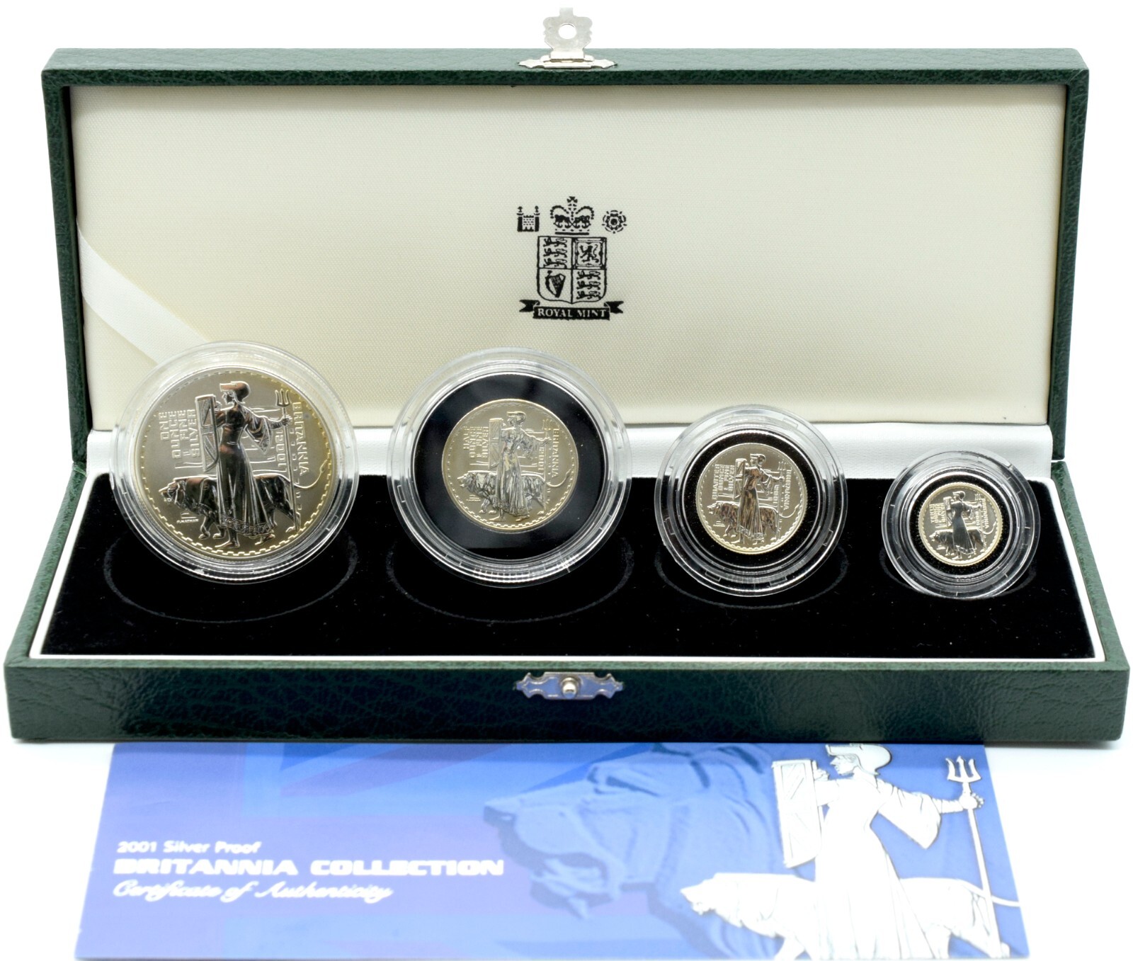Coin Silver Proof 2001 Britannia 1oz - 1/10oz Set Collection Box Coa ...