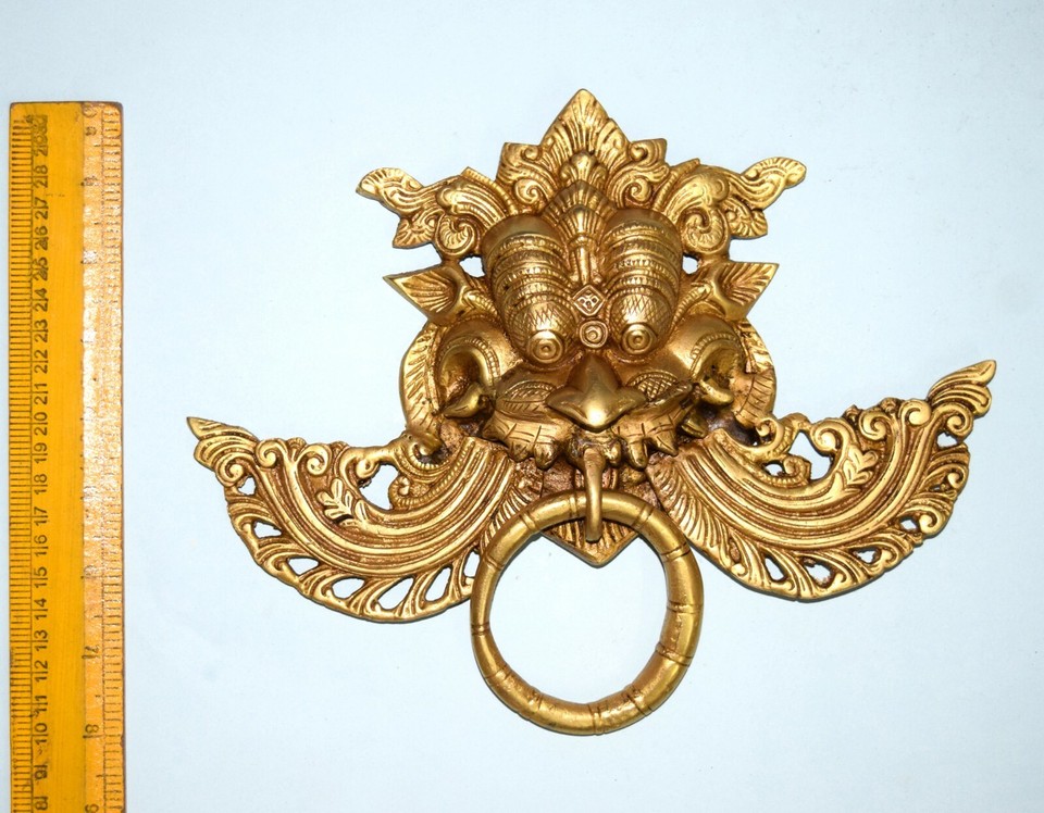 Brass Yali Knocker Creature Face Design Mythology Theme Outdoor Bell ...