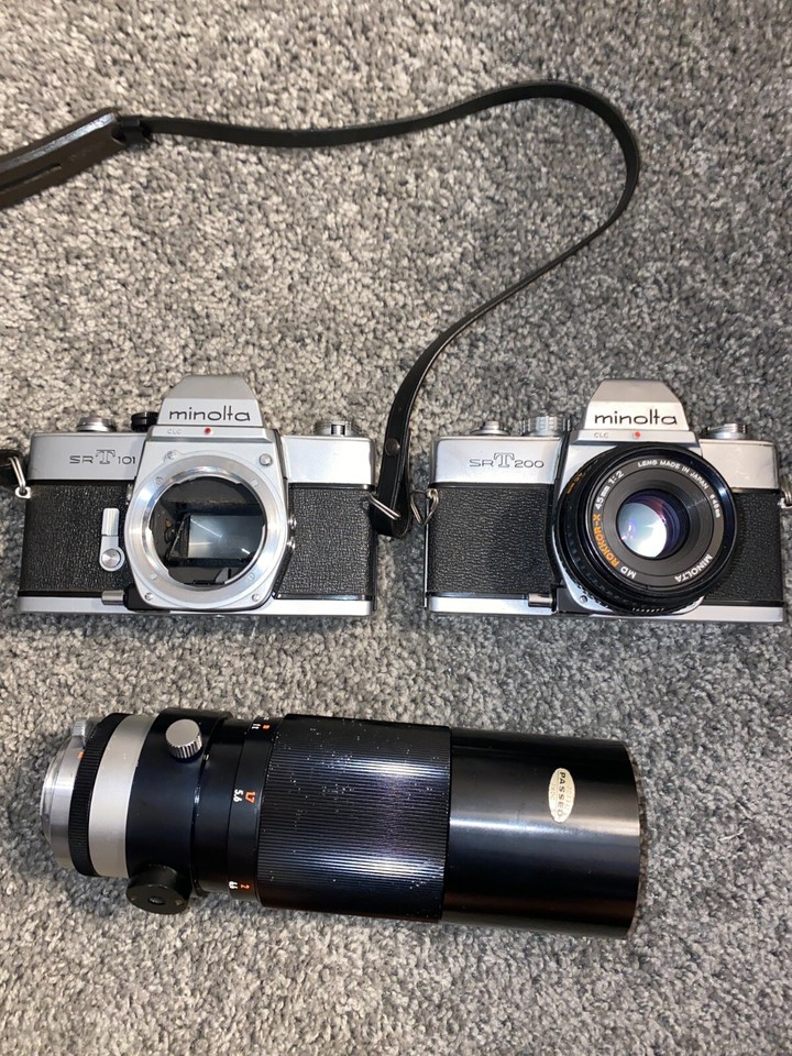 Minolta SRT-200 & Minolta SRT 101 Camera Body and lenses Working- READ ...