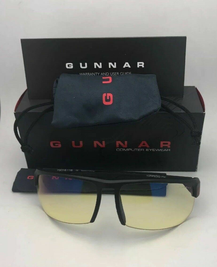 New GUNNAR Computer Glasses TORPEDO 73-16 118 Onyx Black Frame w/ Amber ...