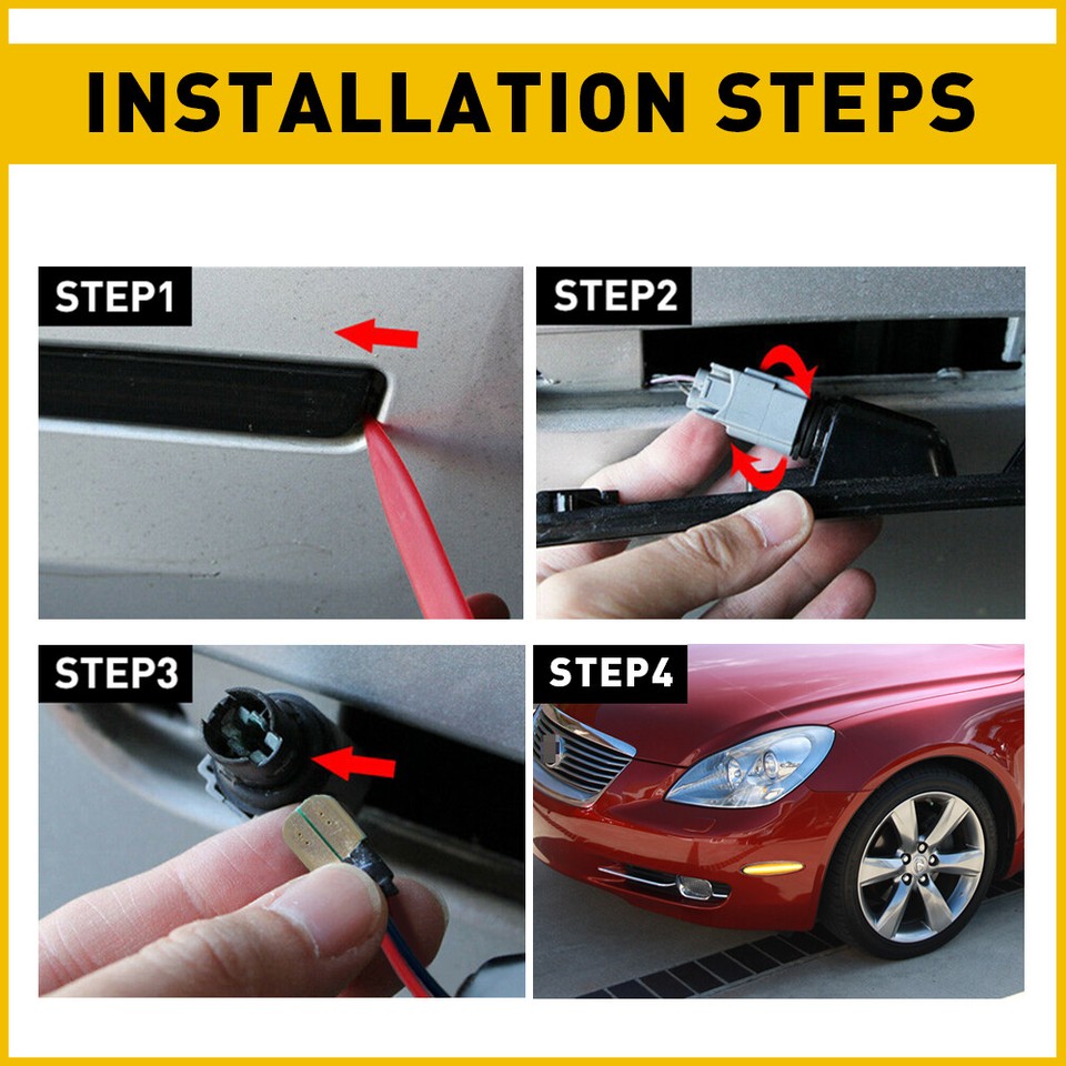2X Clear Lens Front Amber LED Side Marker Light Lamps For 2002-2010 ...