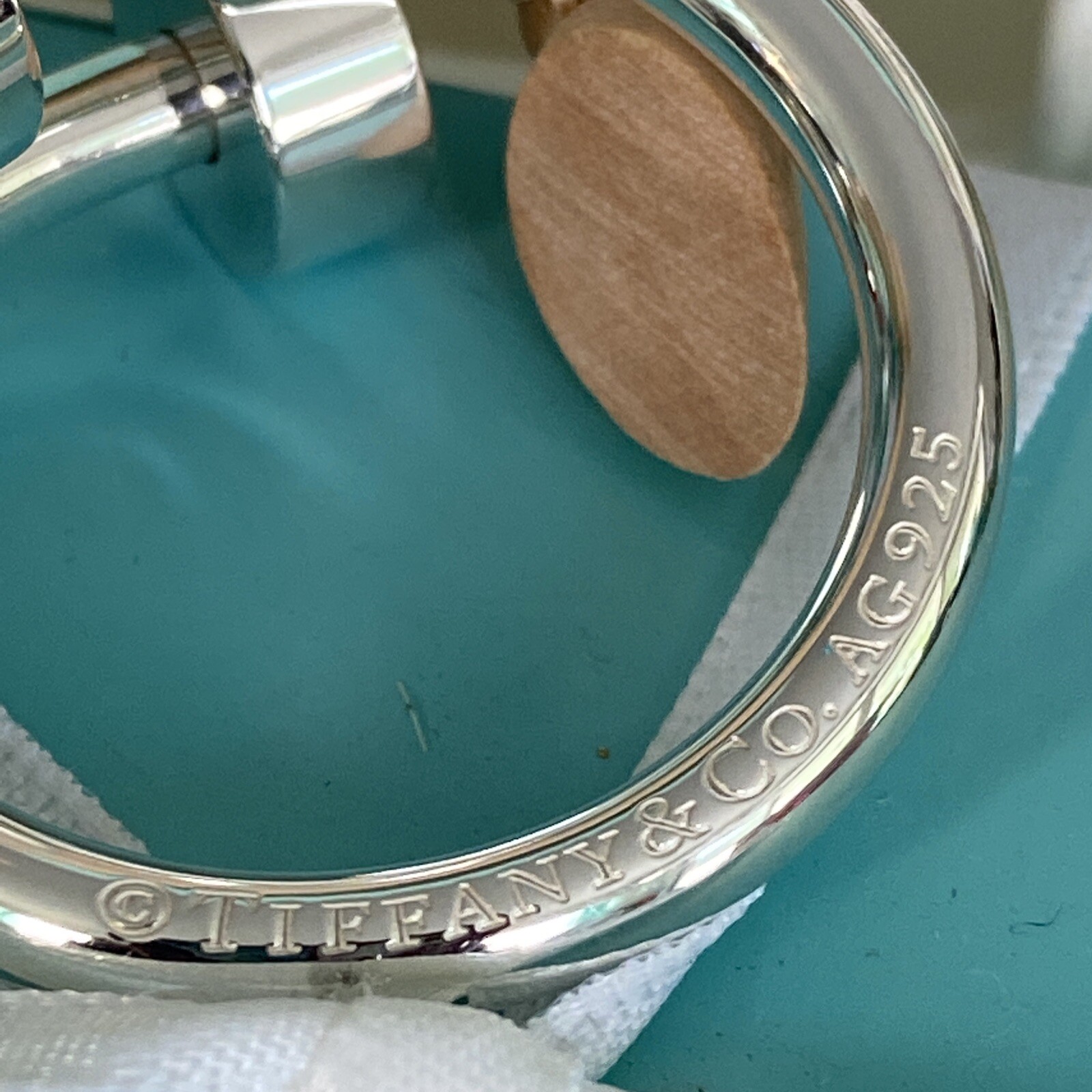 Tiffany&Co Key Ring RTT Keychain Circle Wrap Twist Sterling Silver ...
