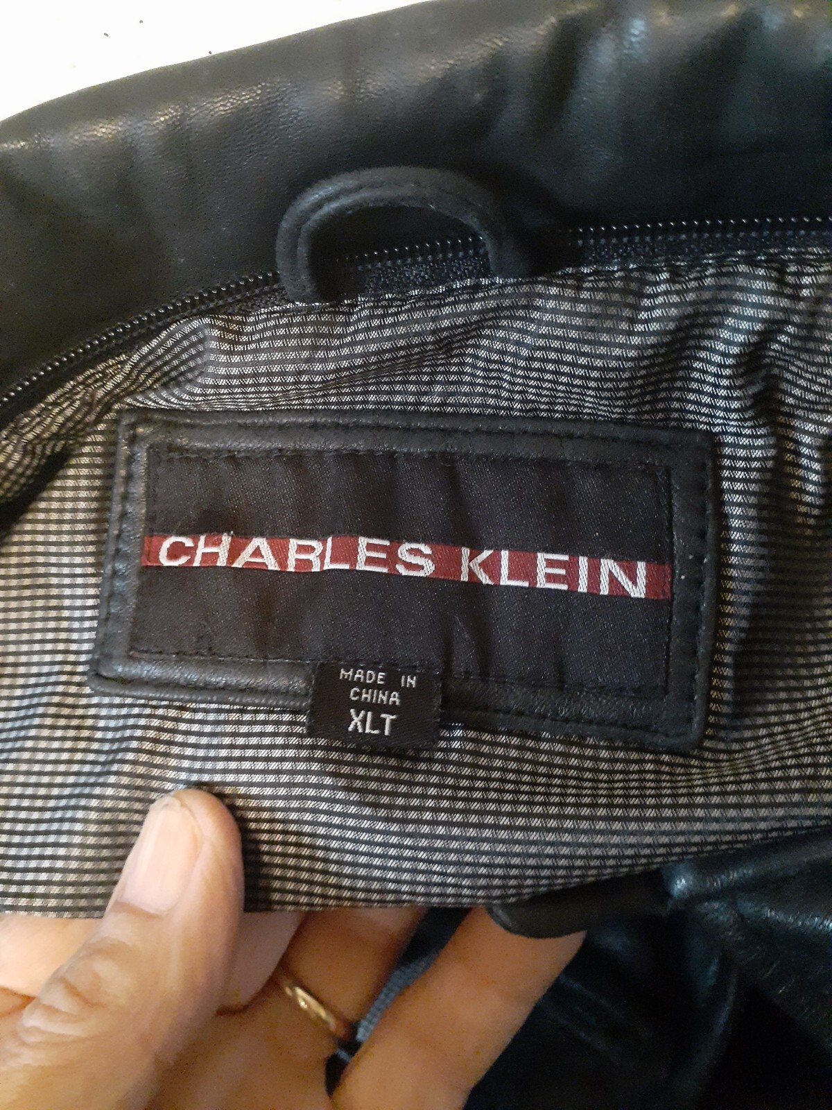 Charles Klein XLT Black Leather Bomber Jacket Coat - Gem