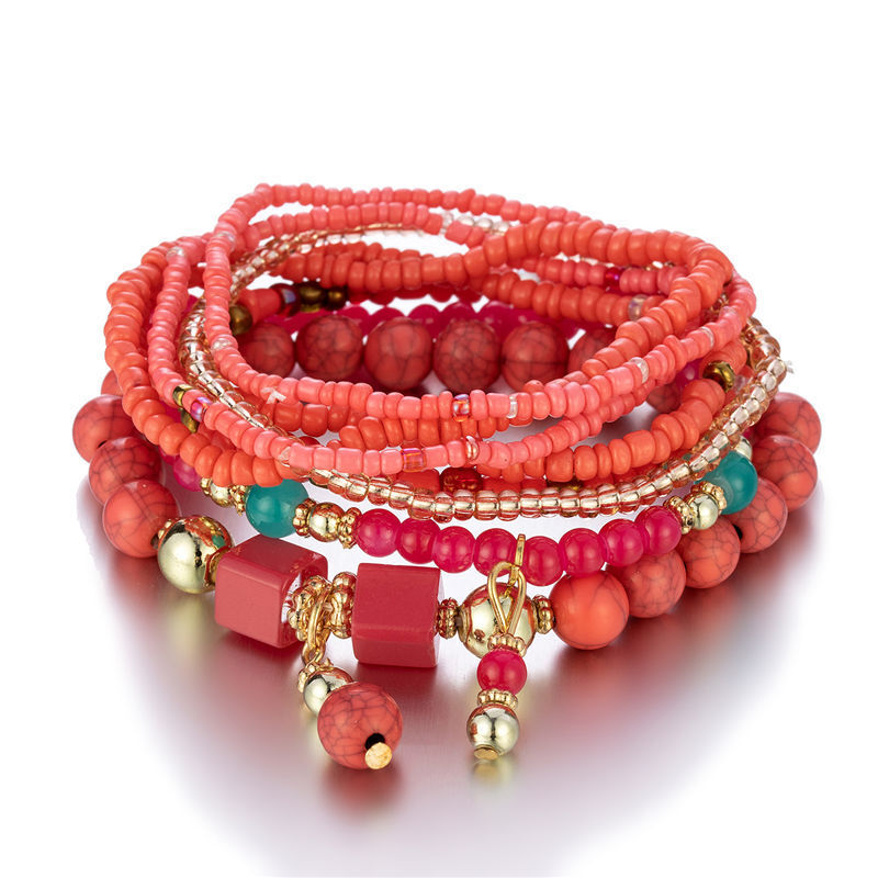 Stack Layering Beads Wrap Bracelet W/ Charms Bohemian Stretch Multi ...