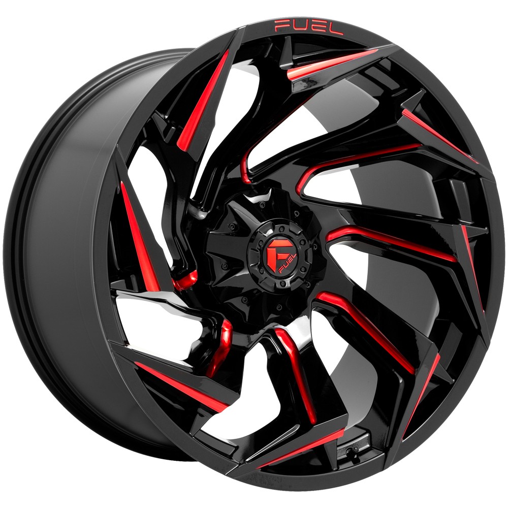 (Set of 4) Fuel D755 Reaction 15x8 5x5.5" -18mm Black/Red Wheels Rims ...