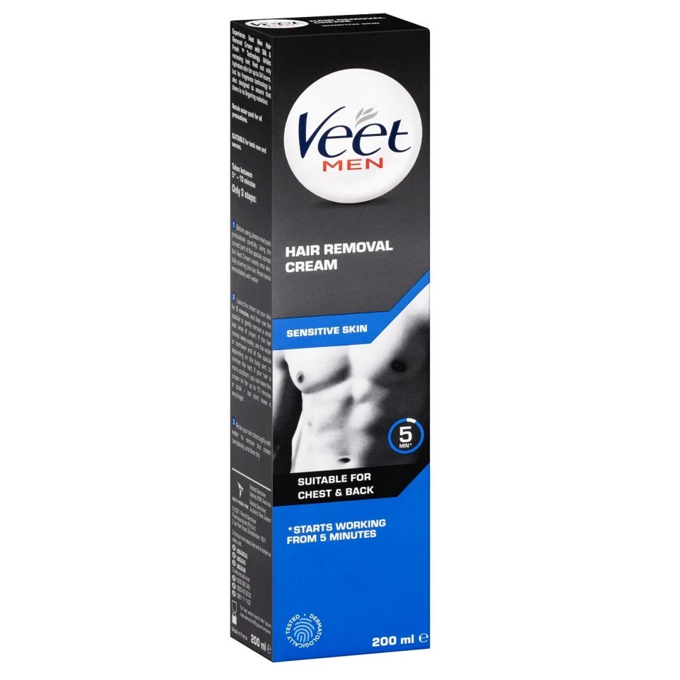 Pack of 2 Veet Men Hair Removal Cream Sensitive Skin for Chest, Back ...