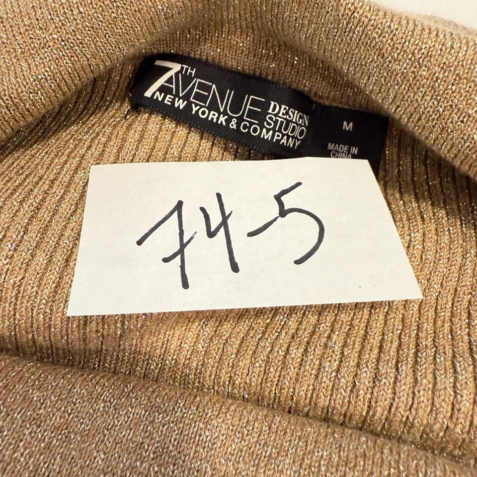 New York & Co. tan gold metallic sweater SZ M | eBay