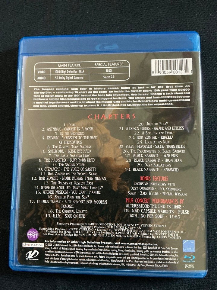 Ozzy Osbourne Black Sabbath Ozzfest Blu-ray Slash Alter Bridge Rob ...