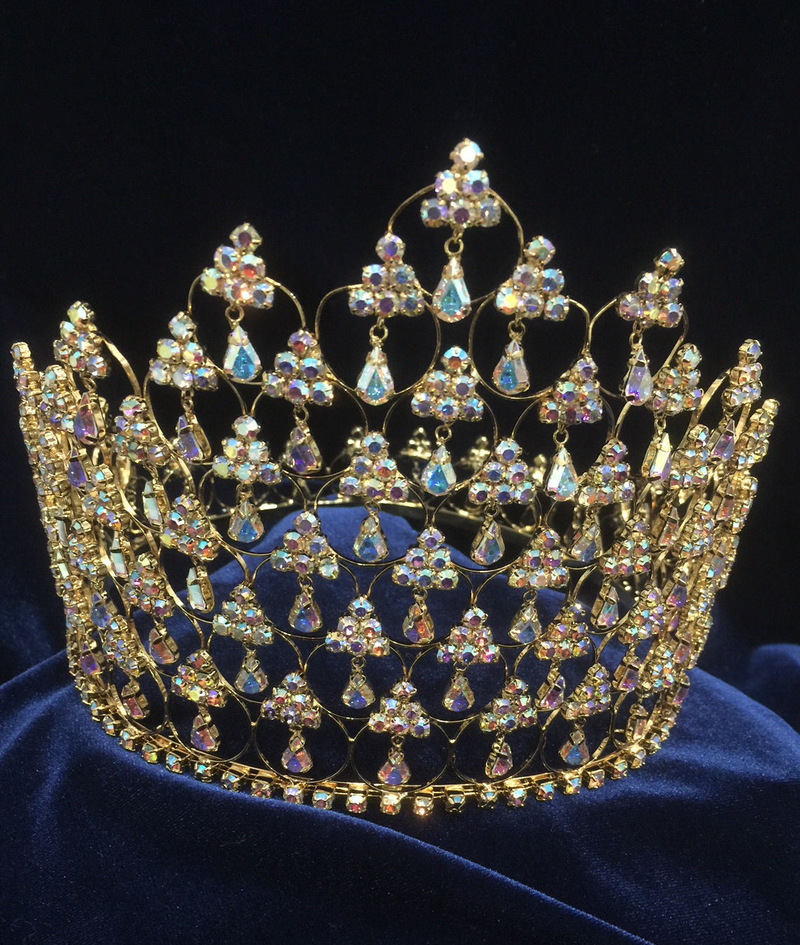 Crystal Rhinestones AB Crown.5Row Rhinestone At Bottom Round Crown.6 3/ ...