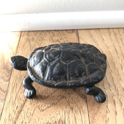 VTG Turtle Lidded Metal Cast Iron Tortoise Hinged Trinket Box | eBay