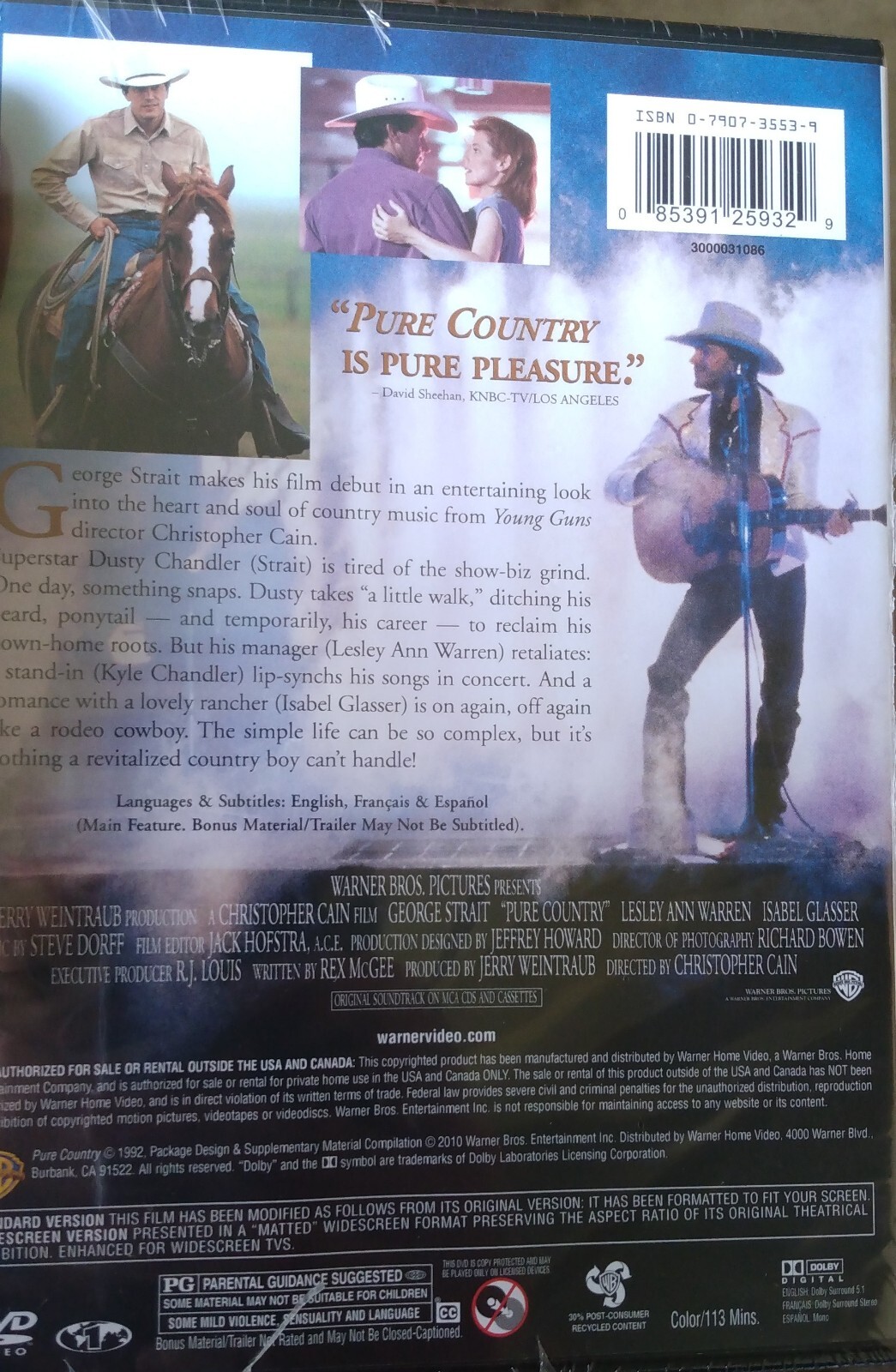 Pure Country DVD 1992 New Sealed George Strait Free Ship Country Legend ...