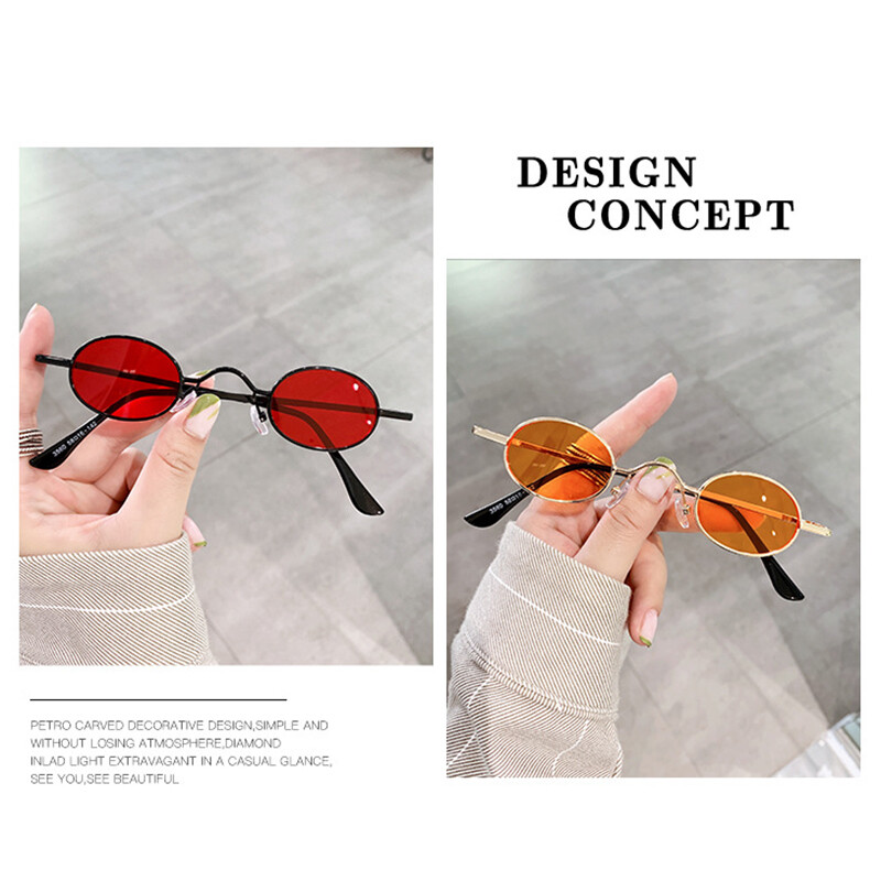 Vintage Small Round Sunglasses Retro Slender Metal Frame Candy Colors ...