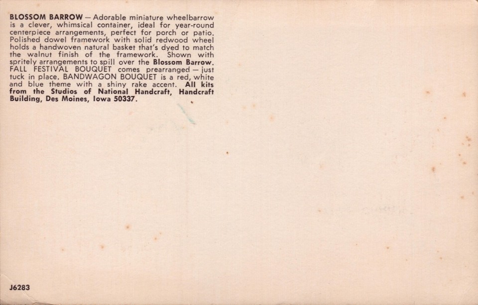 Postcard Blossom Barrow miniature wheelbarrow Fall Festival Bouquet ...