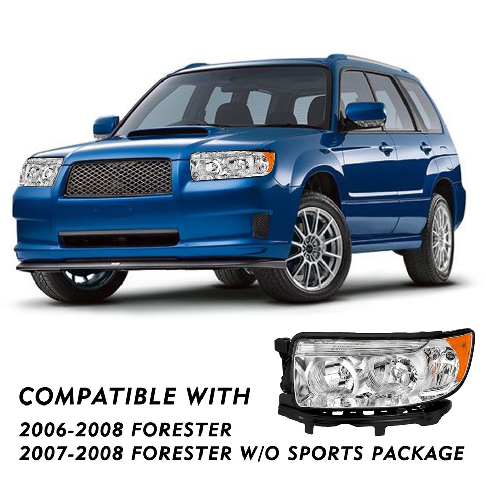 For 2006-2008 Subaru Forester Chrome Amber Headlight Assembly Left ...