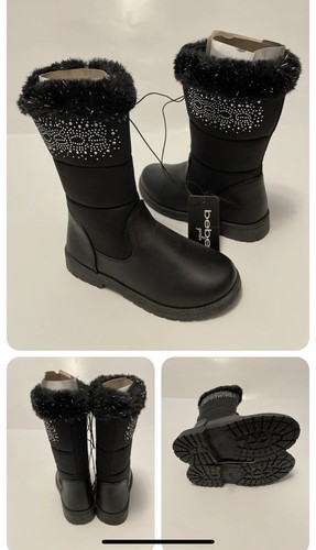 NWT bebe girls black winter boots Sz 12 | eBay