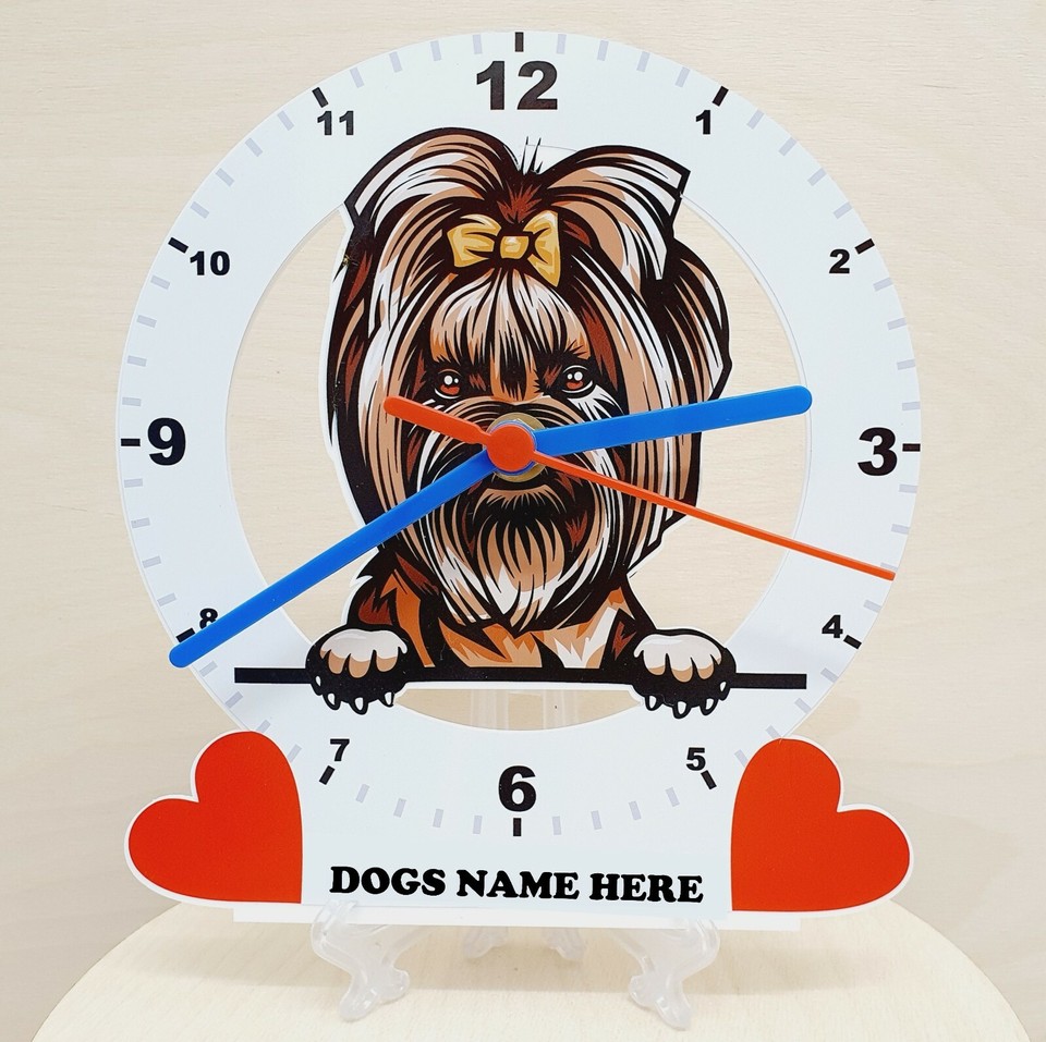 Personalised Clock, Your Dog's Name, 50+ Dog Breeds, Cartoon Style ...