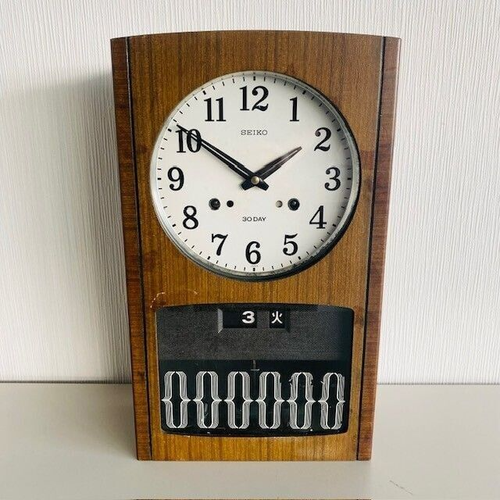 SEIKO Antique Wall Clock Junk Old Clock Calendar 30DAY From Japan Showa ...