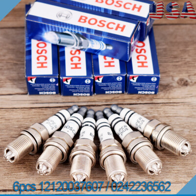 6PCS Bosch Platinum+4 4417 Spark Plugs 12120037607 For BMW E39 E46 E83 ...
