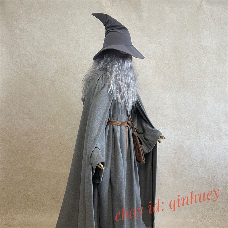 The Hobbit Gandalf Cosplay Costume Adult Wizard Outfit Wig Beard LOTR ...