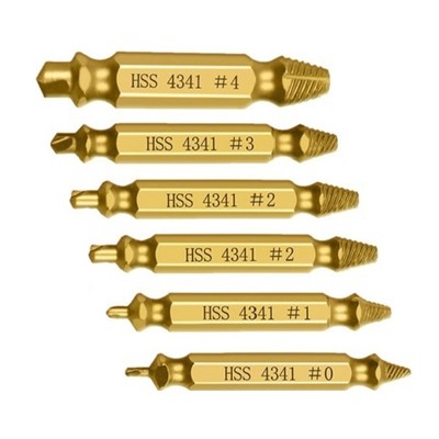 6Piece #0 #1 #2 #3 #4 Screw Extractor Carbide Tip Drill Bit Bolt ...