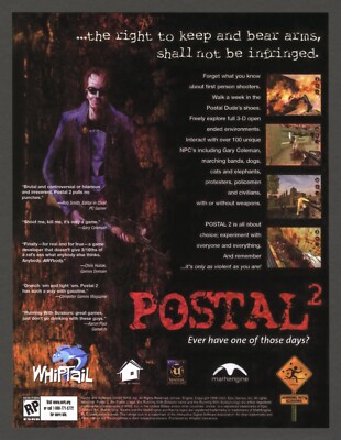 Postal 2 PC Game 2003 Big Box Promotional Retro Ad Art Print Poster ...