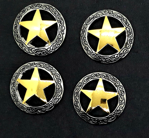 Lone Star Gold & Silver Finish Badge Style Concho / Conchos 1 3/8" Four ...