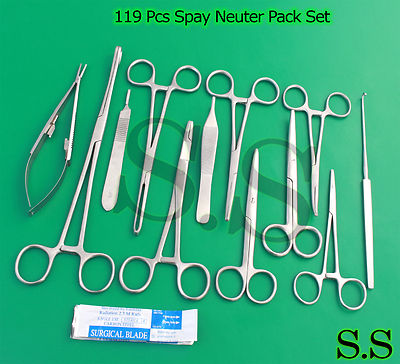 119 PCS OR GRADE Spay Neuter Pack Veterinary surgical instrument ...