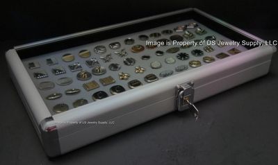 3 Wholesale Locking Aluminum Grey Cufflinks Display Storage Box Cases ...