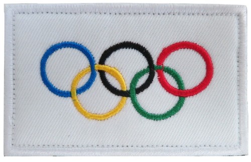 Olympic Games Flag Olympic Rings Banner Embroidered Hook and Loop Patch ...