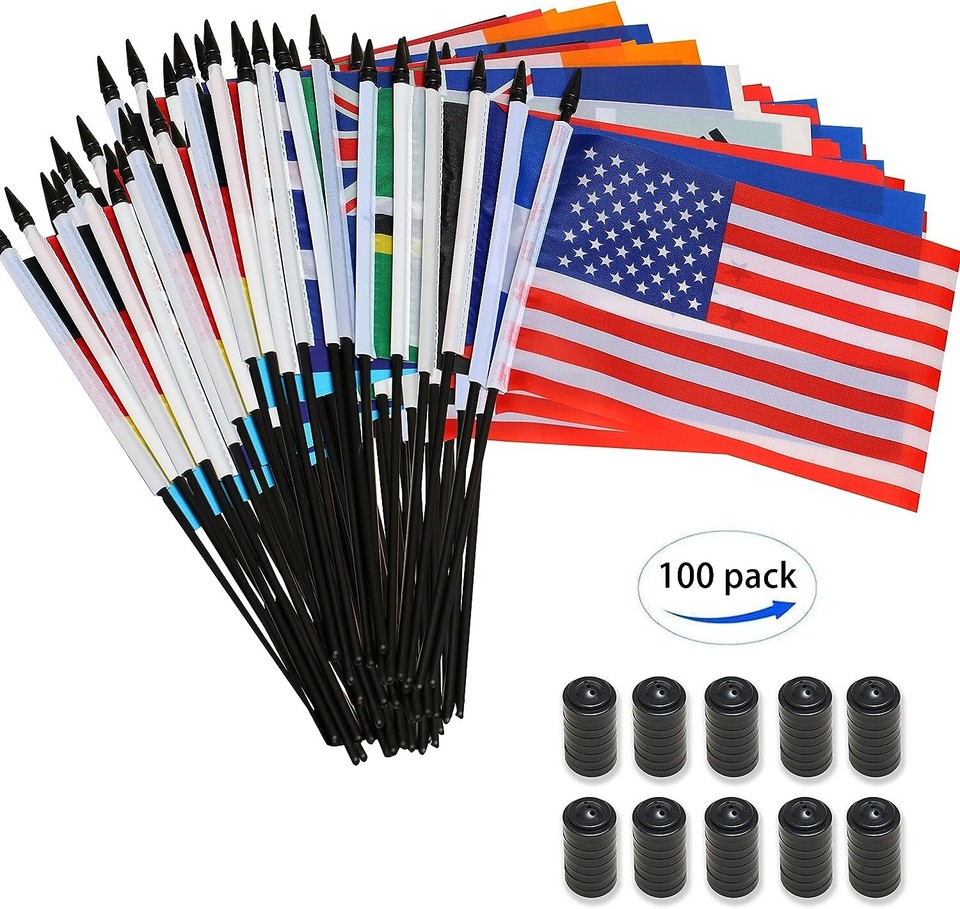 100 Countries Desk Flags International Country Table Flags w/Individual ...