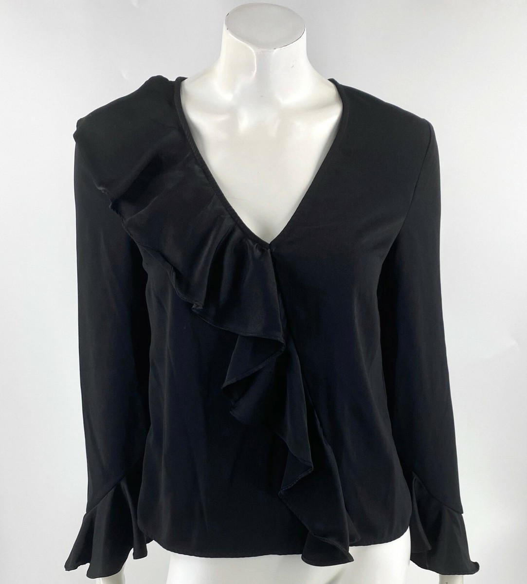 Black Ruffle Front Blouse Romantic Ruffle Blouse | Fashion World