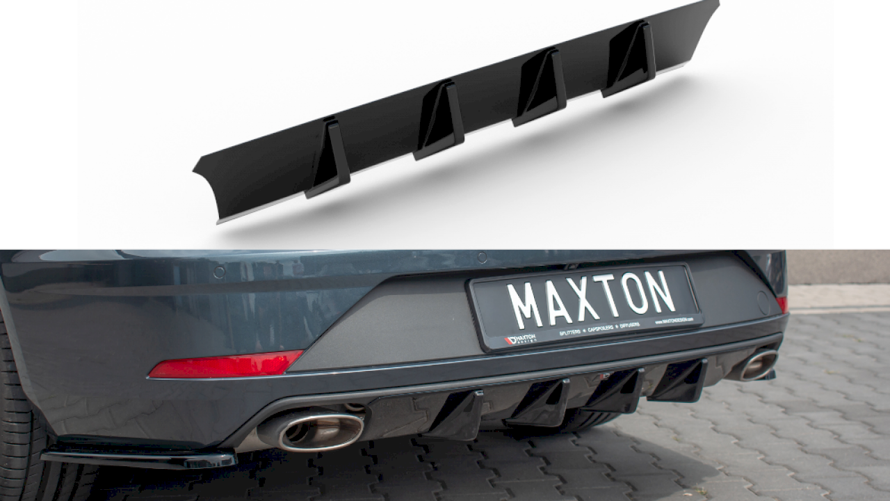 Rear Diffuser Diffusor Maxton Design Gloss Black ABS For Seat Leon Mk3 ...