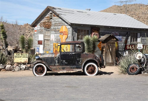 7X5Ft Highway Route 66 Gas Station Photography Backdrop Retro Rust Car ...