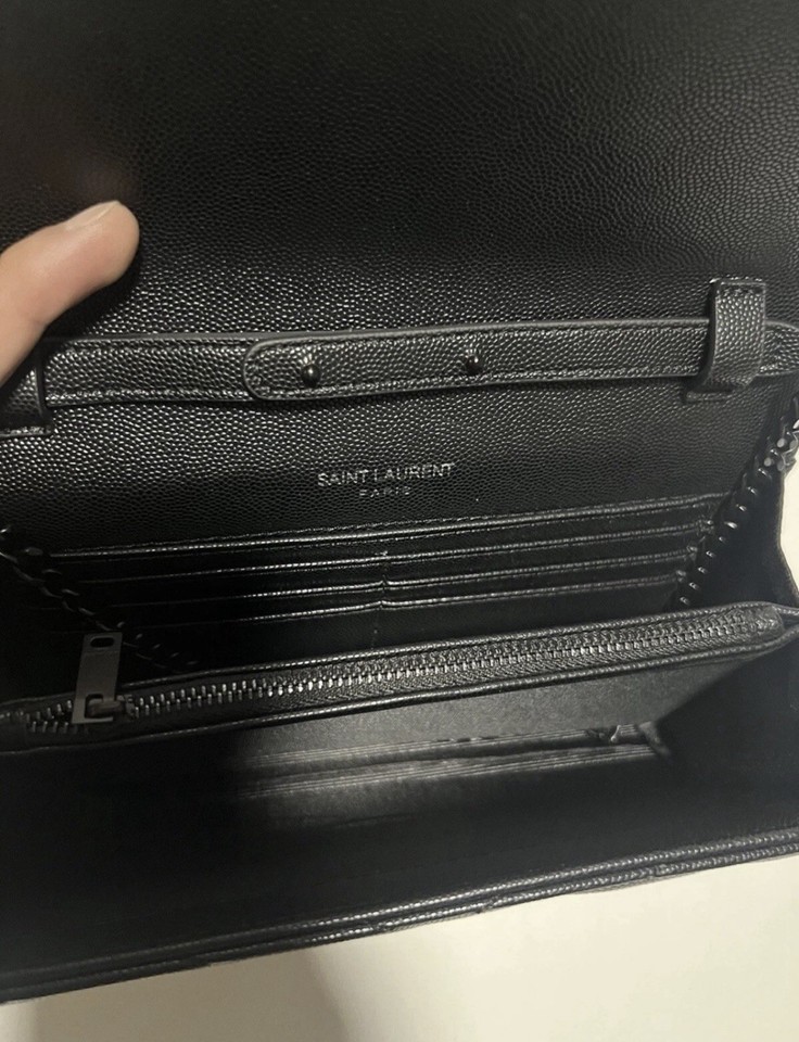 YSL Yves Saint Laurent Black Leather Crossbody Bag Black Chains | eBay