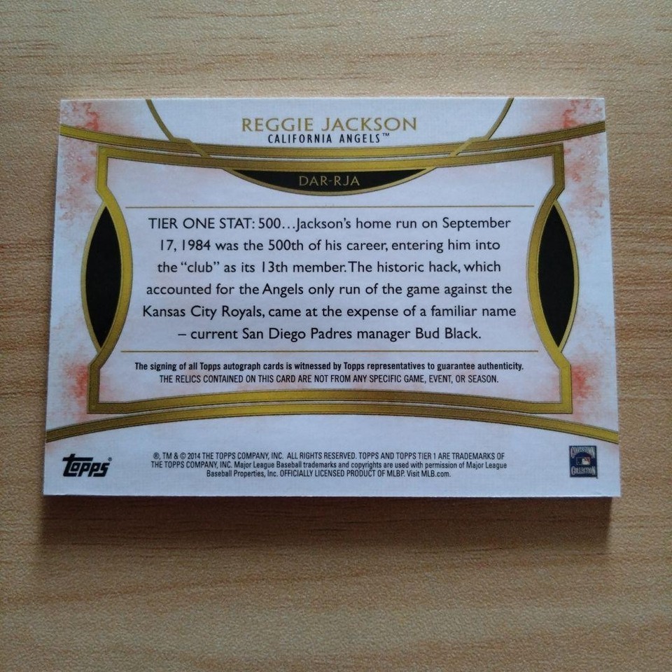 2014 Topps Tier One Reggie Jackson California Angels Patch Auto /25 ...